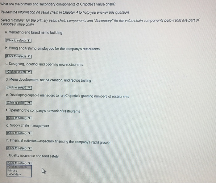 Solved What are the primary and secondary components of | Chegg.com