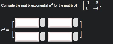 Solved Compute the matrix exponential eA for the matrix | Chegg.com