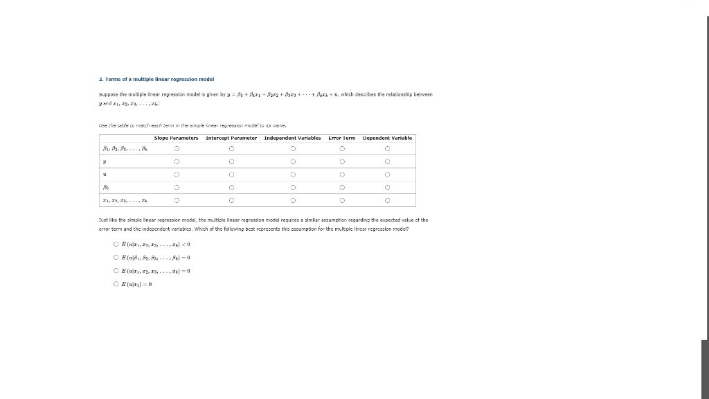 Solved 2. Terms of a multiple linear regression model | Chegg.com
