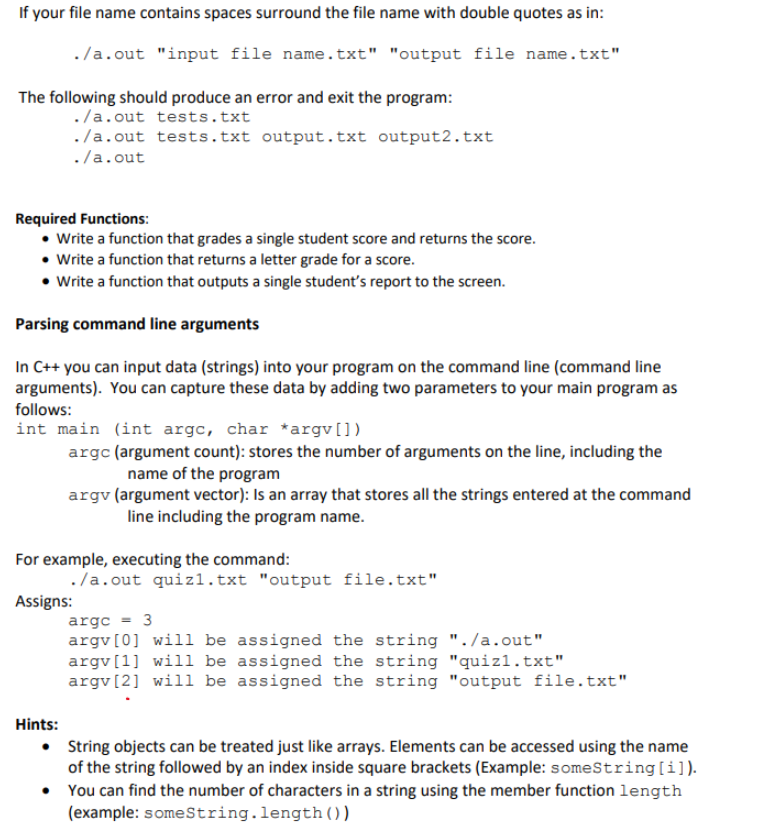 Solved Objectives: Use strings, files, and command line | Chegg.com