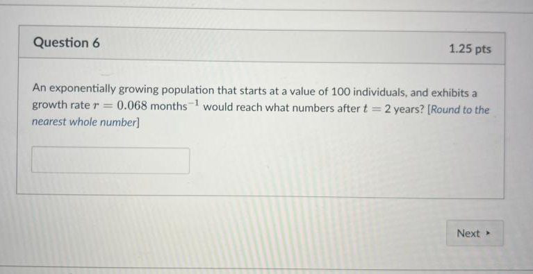 Solved An exponentially growing population that starts at a | Chegg.com