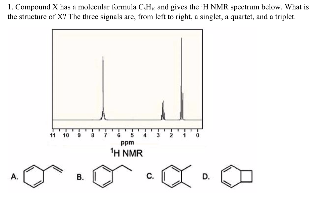 Solved 1. Compound X has a molecular formula C3H,, and gives | Chegg.com
