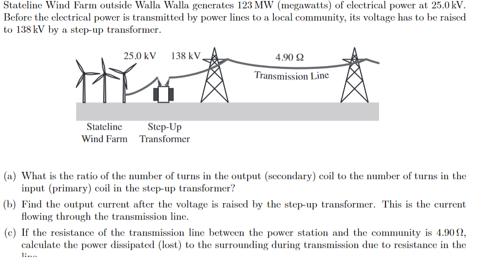 Solved Stateline Wind Farm outside Walla Walla generates 123 | Chegg.com