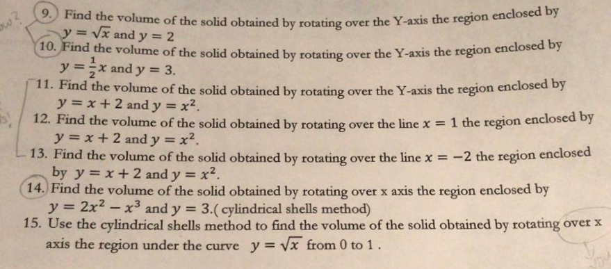 Solved ed by rotating over the Y-axis the region enclosed by | Chegg.com