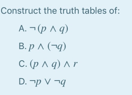 Solved Construct the truth tables of: | Chegg.com