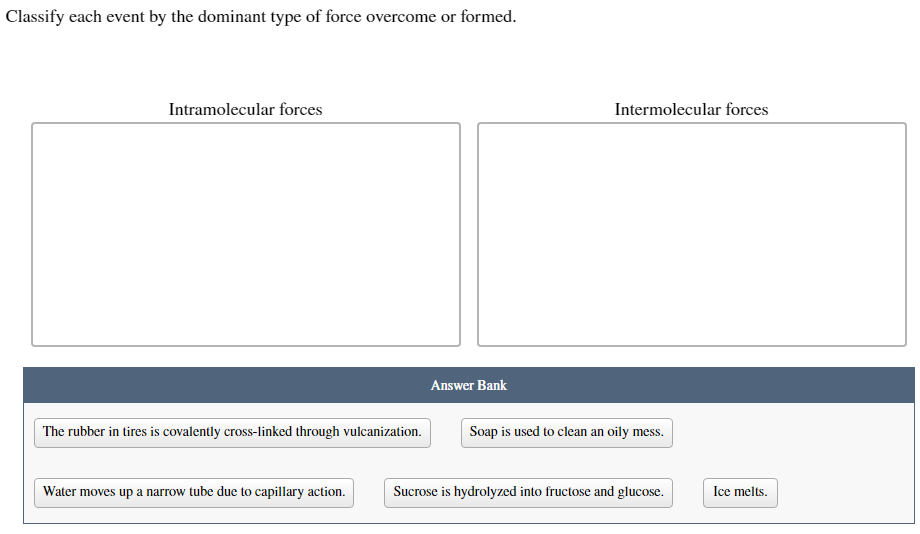 Solved Classify each event by the dominant type of force | Chegg.com