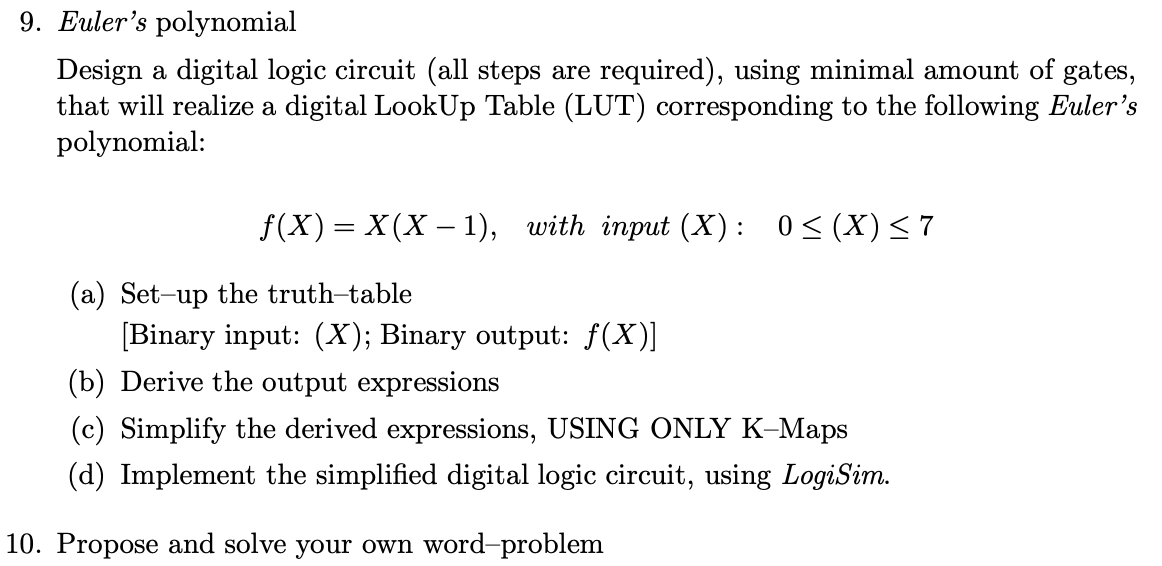 9. Euler’s polynomial Design a digital logic circuit | Chegg.com