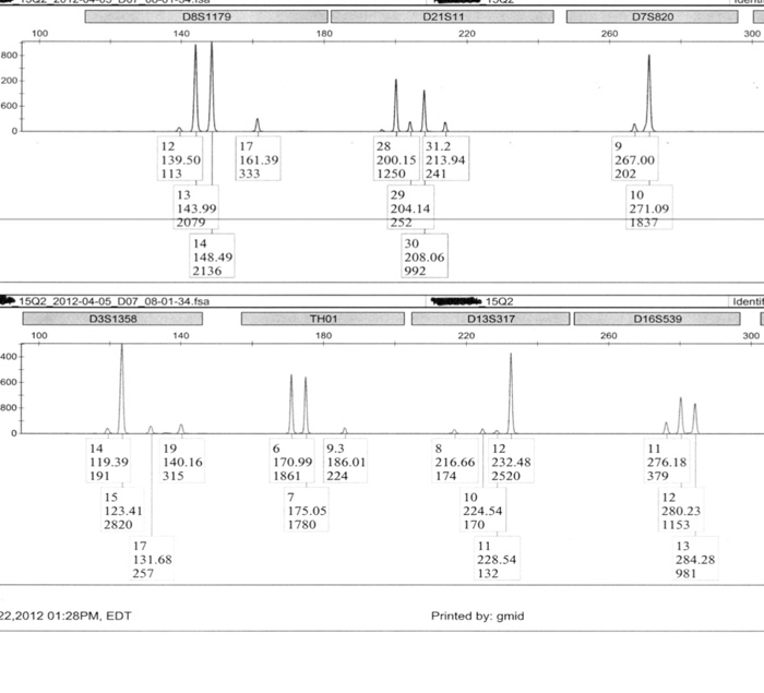 Solved In the following electropherogram for each STR | Chegg.com