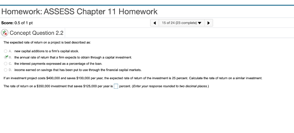 Solved Homework: ASSESS Chapter 11 Homework Score: 0.5 of 1 | Chegg.com
