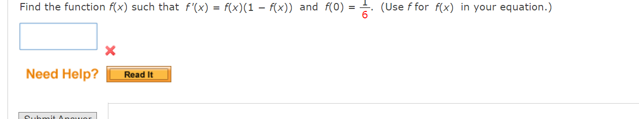 Solved Find the function f(x) such that f′(x)=f(x)(1−f(x) ) | Chegg.com