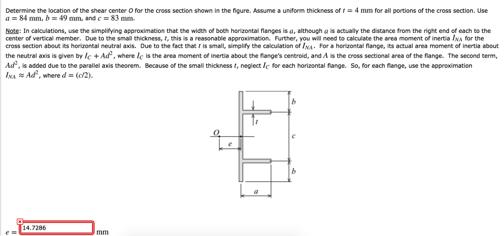 Solved Determine the location of the shear center O for the | Chegg.com