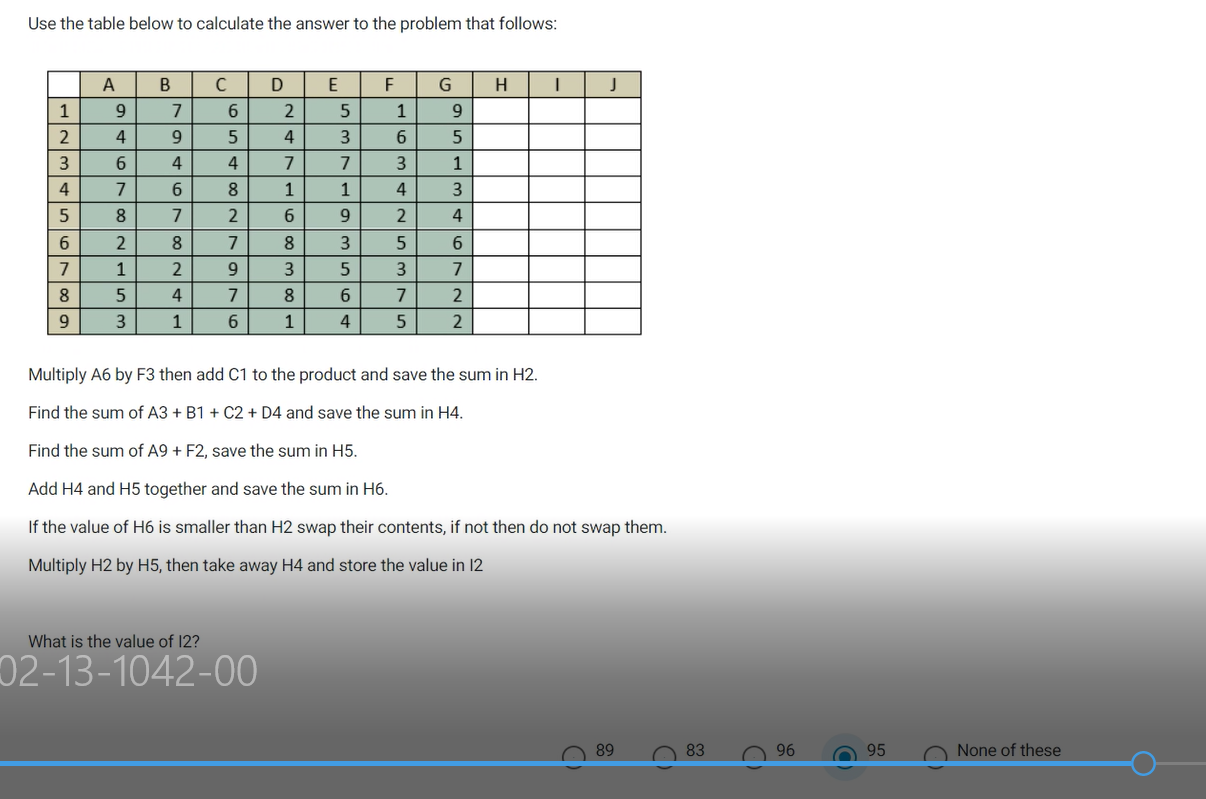 Solved Use the table below to calculate the answer to the | Chegg.com