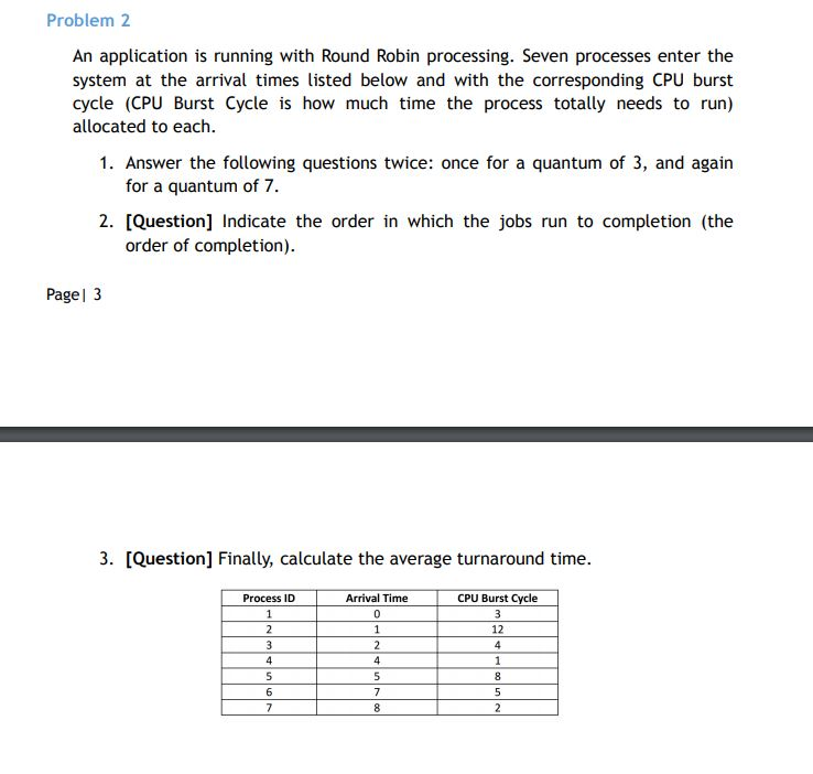 Solved Problem 2 An application is running with Round Robin | Chegg.com