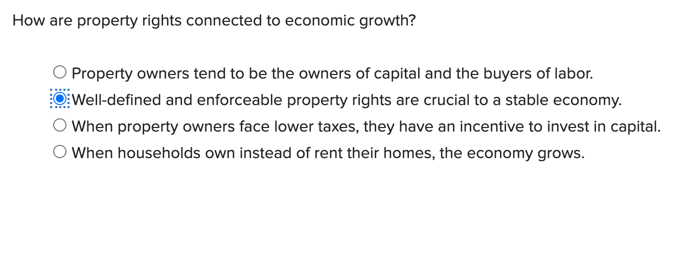Solved How are property rights connected to economic growth? | Chegg.com