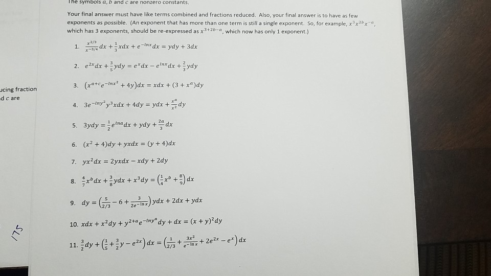 Solved The symbols a, b and c are nonzero constants Your | Chegg.com