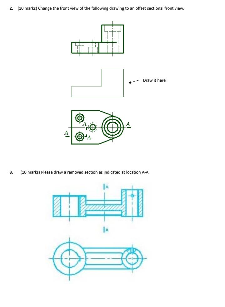 Solved 2. (10 marks) Change the front view of the following | Chegg.com