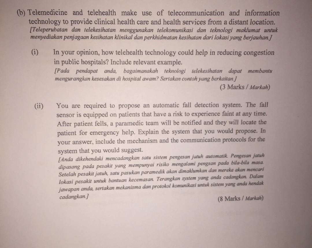 Solved (b) Telemedicine and telehealth make use of | Chegg.com