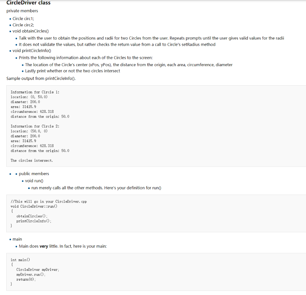 Solved Exercise1 : Defining Circle type and Creating a | Chegg.com