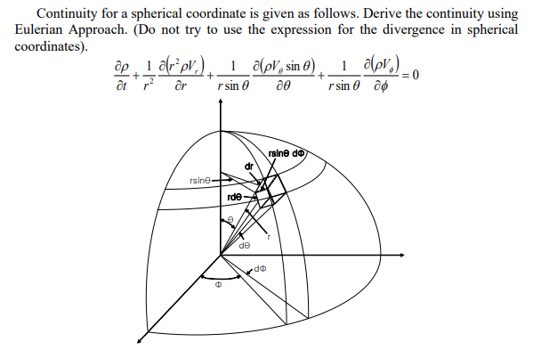 Solved Continuity for a spherical coordinate is given as | Chegg.com