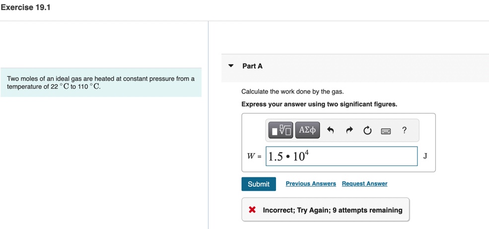 Solved Exercise 19.1Part ATwo moles of an ideal gas are | Chegg.com