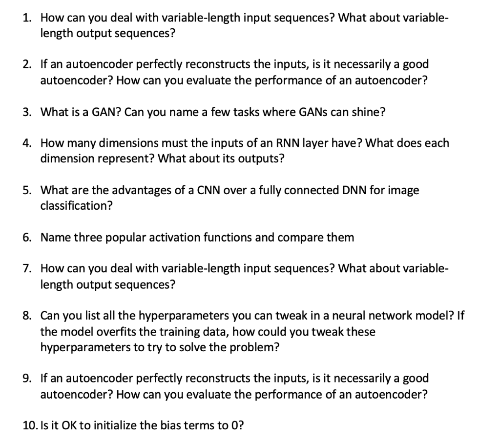 Solved 1 How Can You Deal With Variable Length Input 