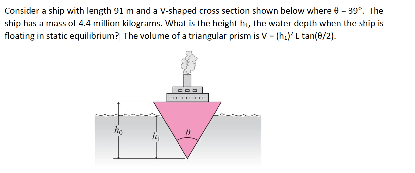 Solved Consider a ship with length 91 m and a V-shaped cross | Chegg.com