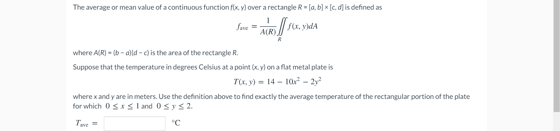 Solved The average or mean value of a continuous function | Chegg.com