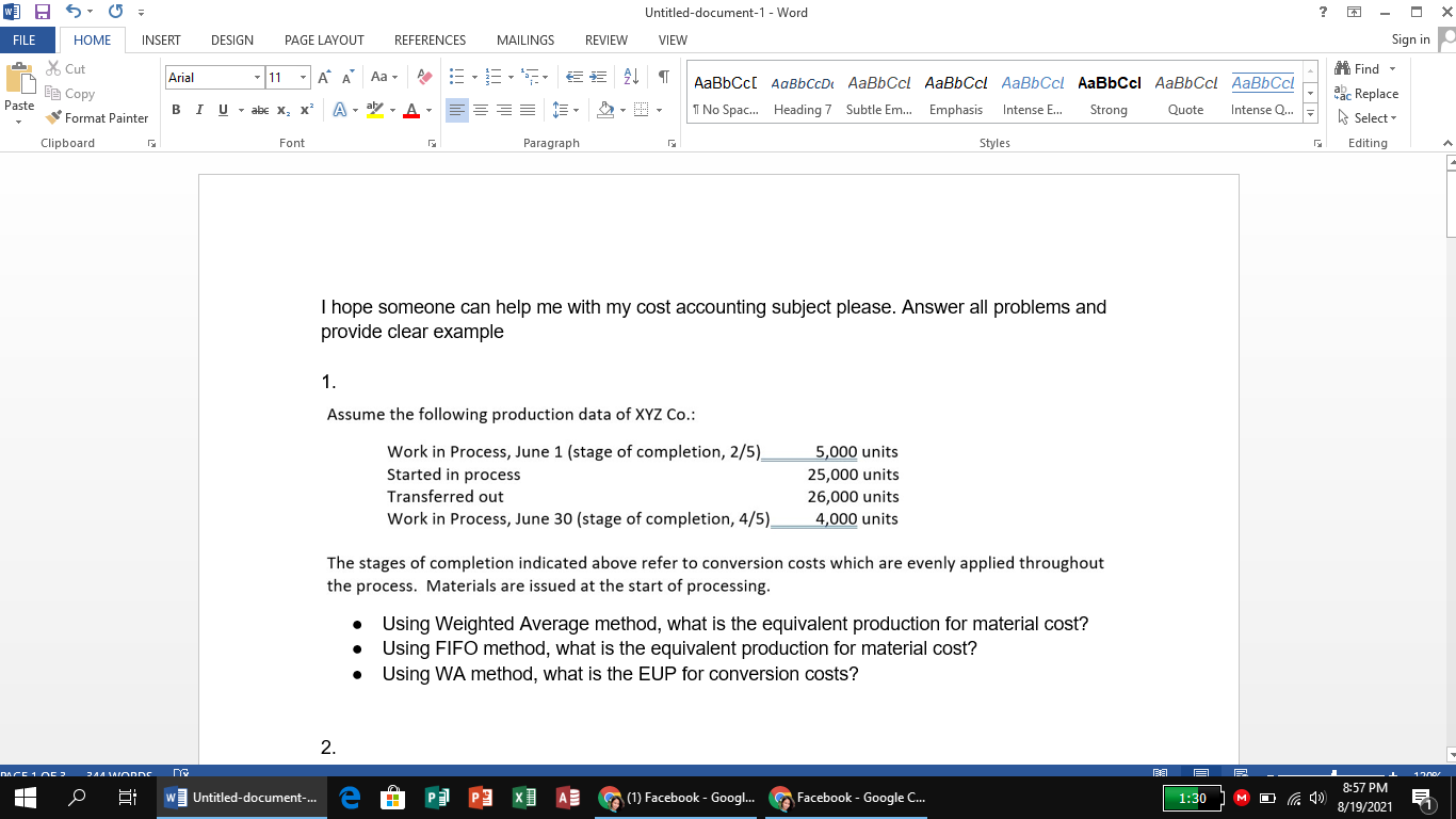 Solved WHS 0 = Untitled-document-1 - Word ? O FILE HOME | Chegg.com