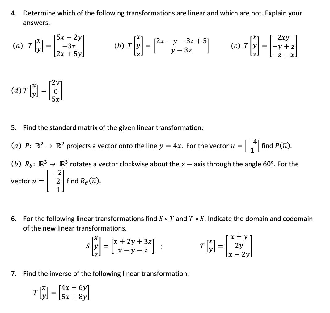Solved 4. Determine which of the following transformations | Chegg.com