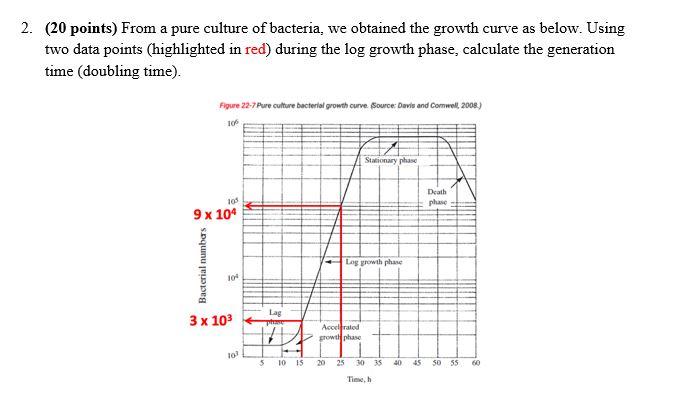 Solved 2. (20 points) From a pure culture of bacteria, we | Chegg.com