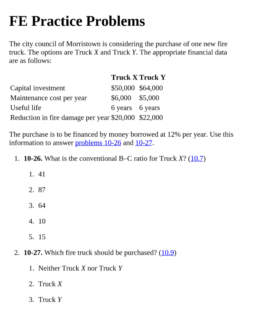 Solved FE Practice Problems The city council of Morristown | Chegg.com