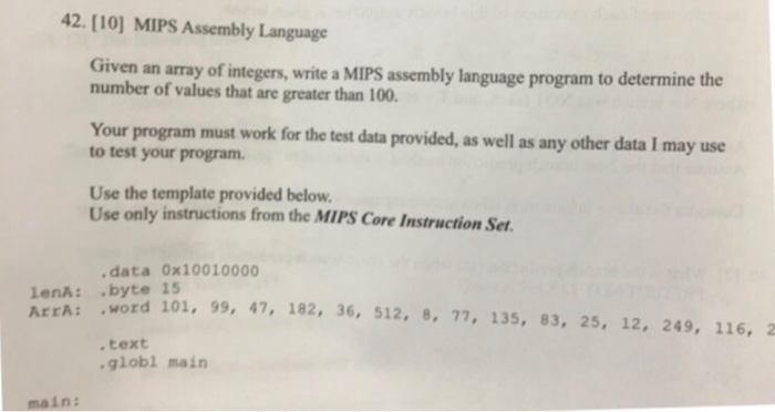 Solved Please use instructions from the MIPS core | Chegg.com