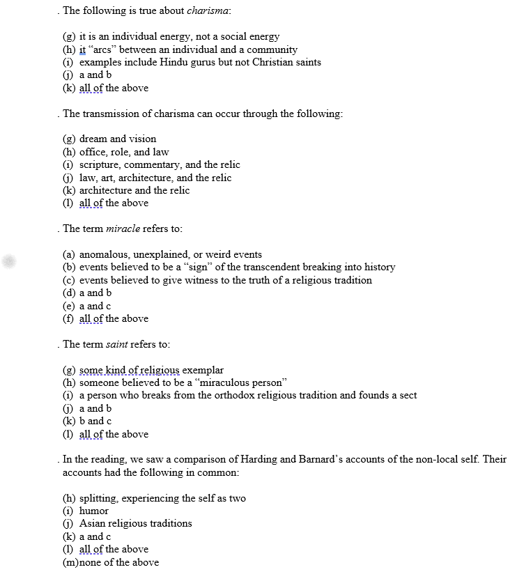 Solved The following is true about charisma: (g) it is an | Chegg.com