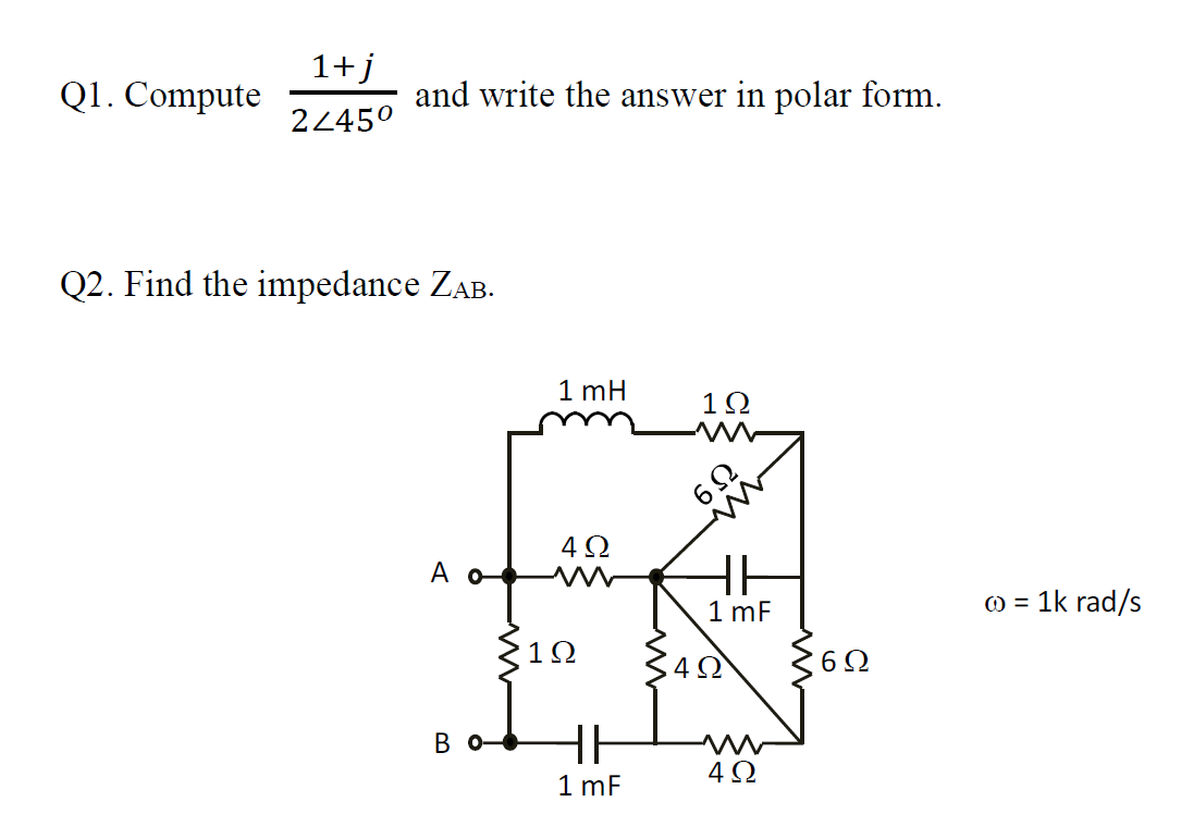 Solved Q1. Compute 22450 1+; - and write the answer in polar | Chegg.com
