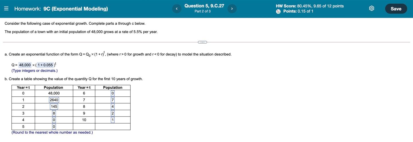Solved Homework: 9C (Exponential Modeling) Question 5, | Chegg.com