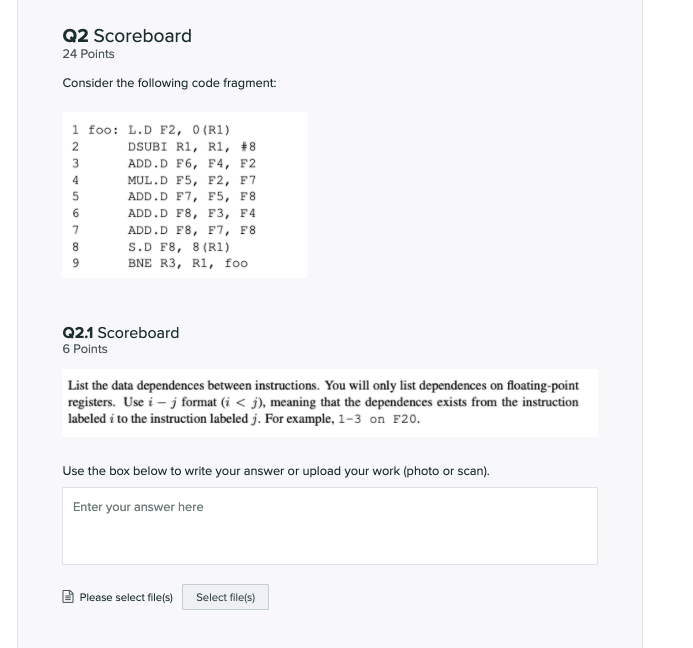 Solved Q2 Scoreboard 24 Points Consider the following code | Chegg.com