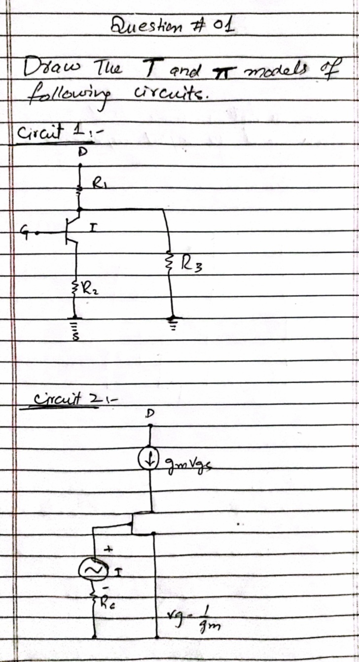 Question \#01 Draw the T and π models of following | Chegg.com