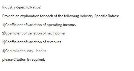 Solved Industry-Specific Ratios: Provide an explanation for | Chegg.com