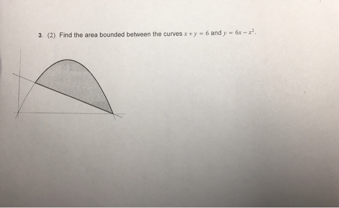 Solved Find the area bounded between the curves x +y = 6 and | Chegg.com