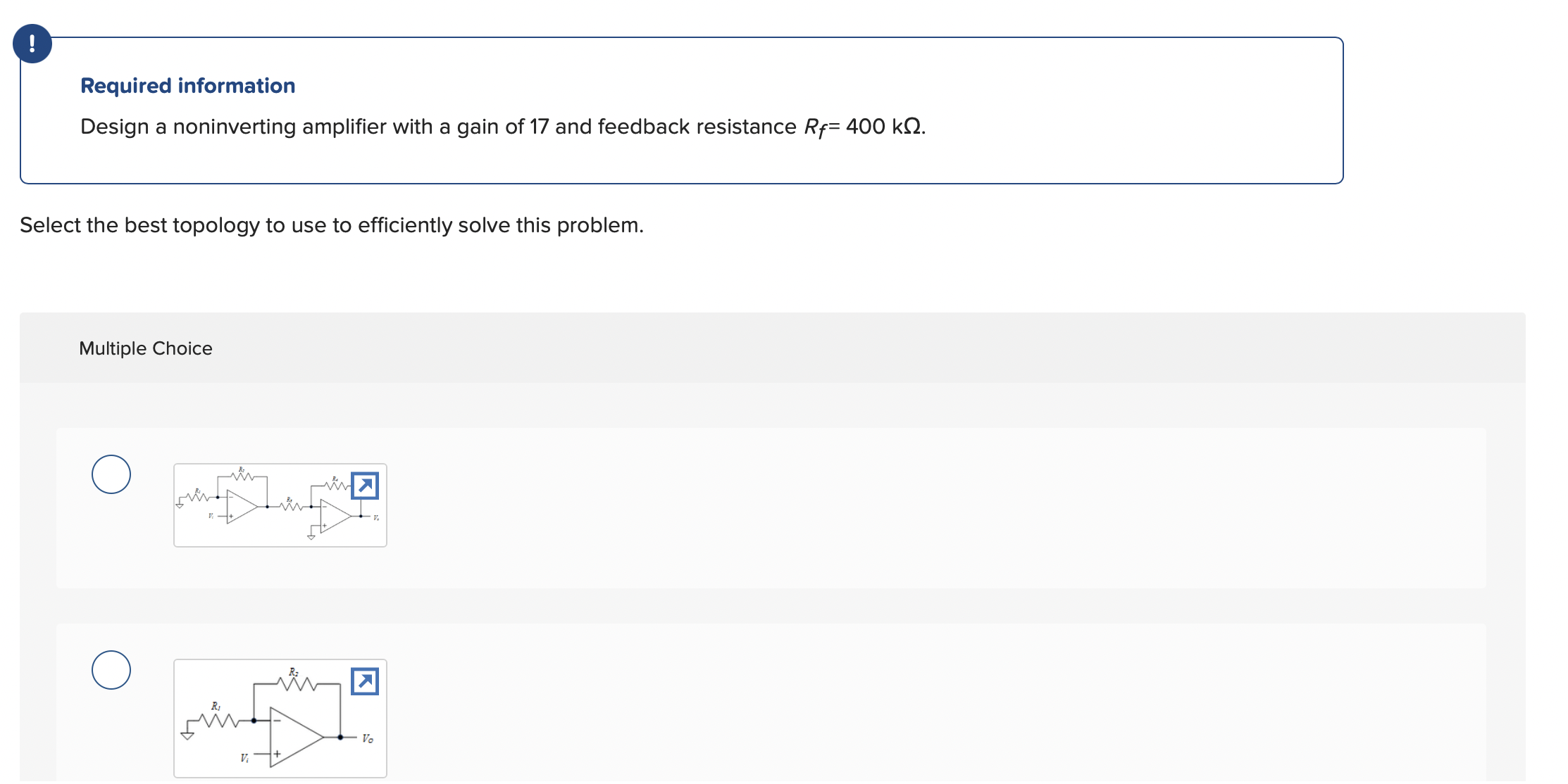 Solved Required information Design a noninverting amplifier | Chegg.com