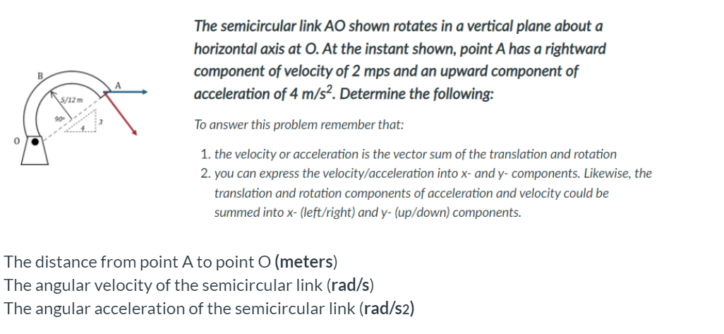 Solved 5/12 The semicircular link AO shown rotates in a | Chegg.com