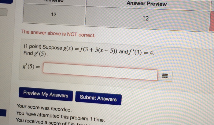 Solved Suppose g(x) = f(3 + 5(x - 5)) and f'(3) = 4. Find | Chegg.com Solved Suppose g(x) = f(3 + 5(x - 5)) and f'(3) = 4. Find | Chegg.com