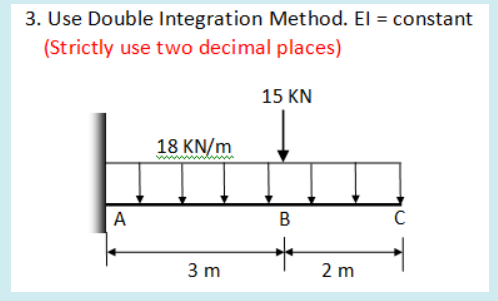 Solved 3. Use Double Integration Method. EI = constant | Chegg.com