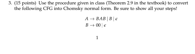 Solved 3. (15 points) Use the procedure given in class | Chegg.com