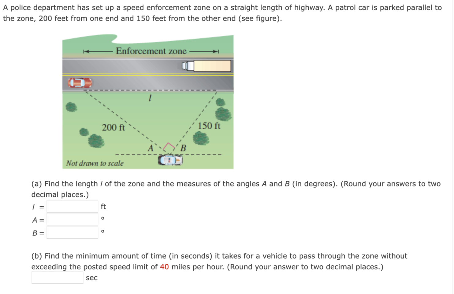 Solved A police department has set up a speed enforcement | Chegg.com