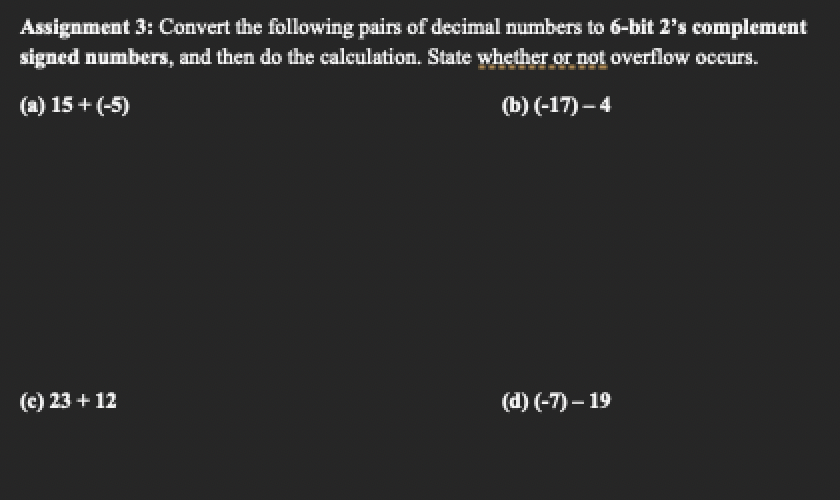 Solved Assignment 3: Convert the following pairs of decimal | Chegg.com Solved Assignment 3: Convert the following pairs of decimal | Chegg.com