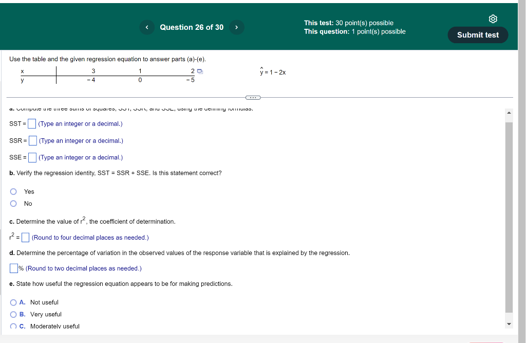 [Solved]: Use the table and the given regression equation