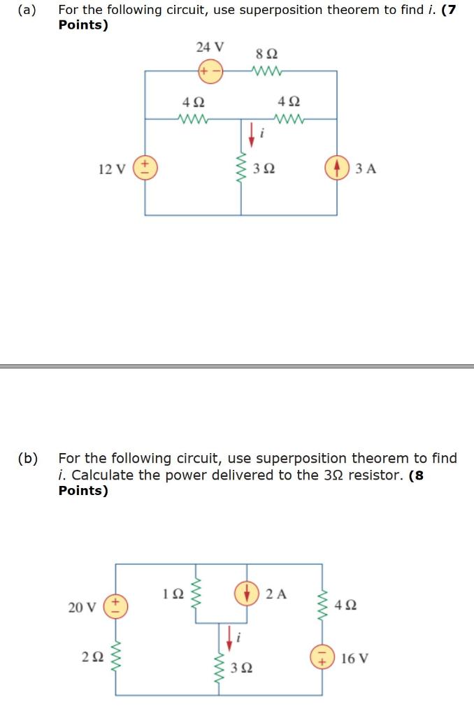 Solved (a) For the following circuit, use superposition | Chegg.com