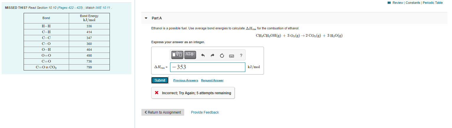 Solved II Review Constants Periodic Table MISSED THIS? Read | Chegg.com