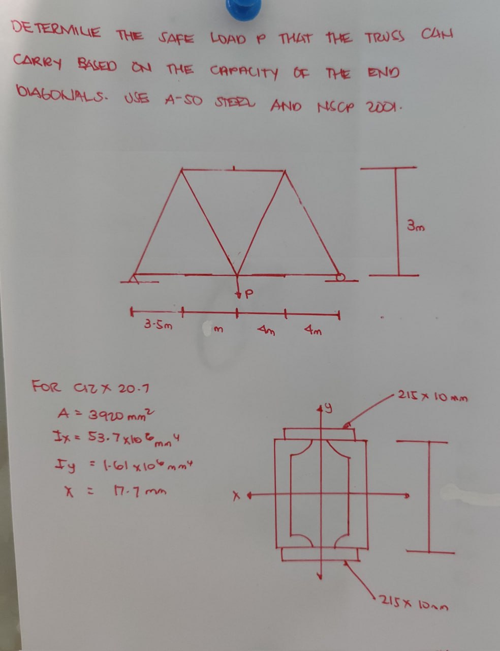 Solved DETERMILE THE SAFE LOAD P THAT THE TRUSS CAN CARRY | Chegg.com